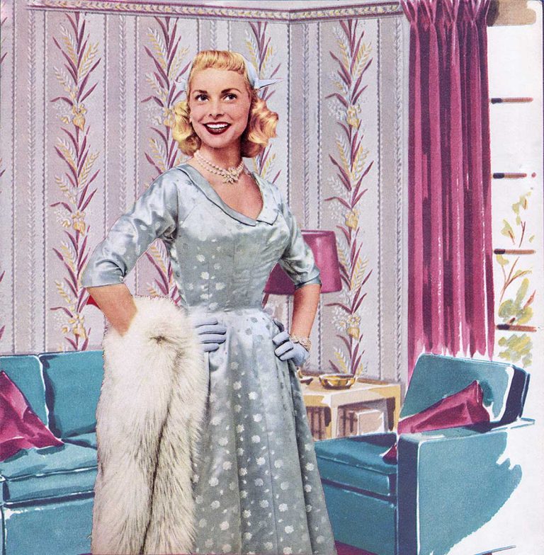 1950s Fashion - Winter Dresses 1954 - Glamour Daze